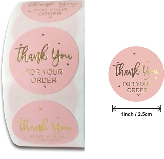 Thank you stickers - 500 stuks - 25 mm - Bedankt stickers - Small business packaging -... | bol