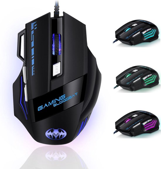 Game muis met RGB verlichting - 7 knoppen - 1200/2400/4800/7200 DPI | bol