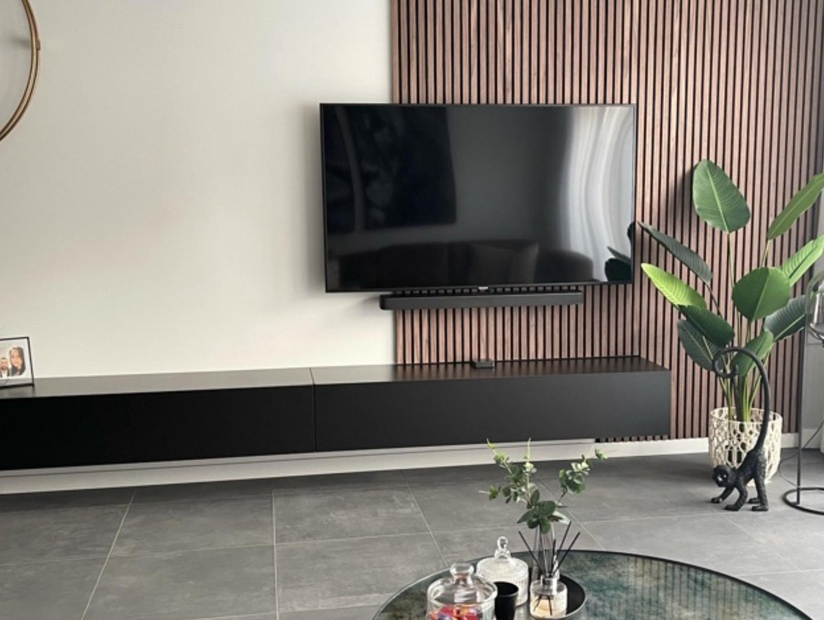 Akoestische houten wandpaneel, Noten 240x60cm - Geluidsisolatie ...