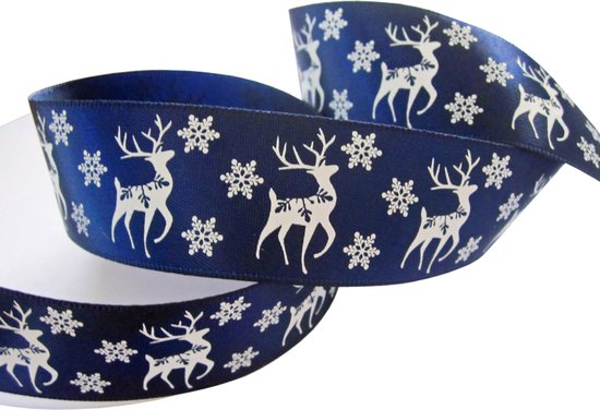 Kerst Lint 25mm (2,5cm) | Luxe Satijnlint | Rendier Sneeuwvlok ...