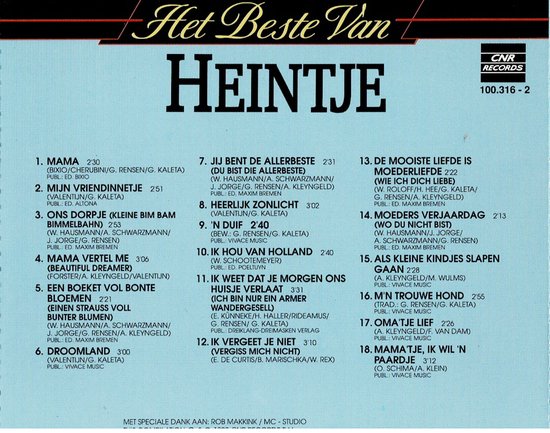 Heintje - Het Beste Van, Heintje (Hein Simons) | CD (album) | Muziek | bol