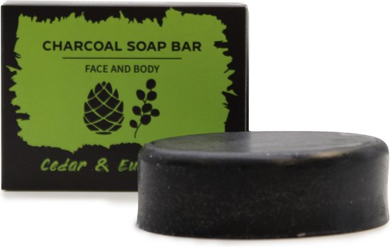 Houtskool Zeep Bar - Eucalyptus & Sandelhout - 85 gram - Vegan Hand ...