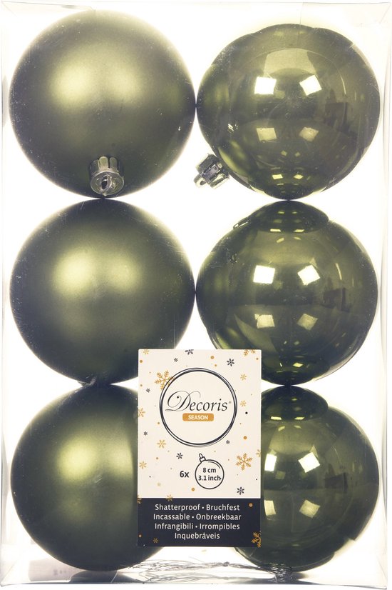 18x boules de Noël en plastique vert mousse 8 cm - Mat/brillant ...