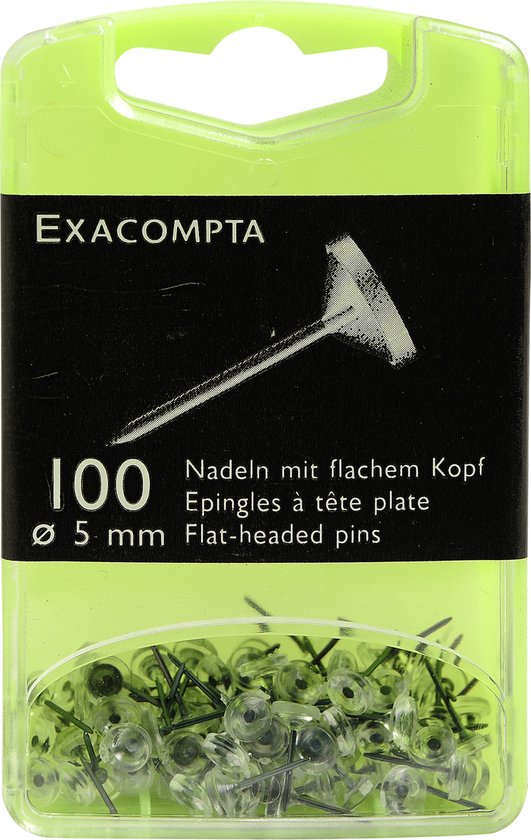 Doos met 100 prikbordspelden met platte kop effen - punthoogte 8mm ...