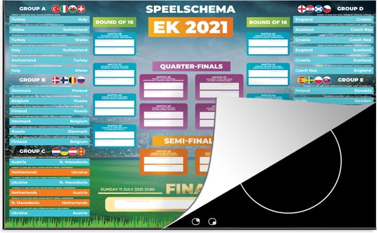 Inductie beschermer - Inductie Mat - EK 2021 - Speelschema - Voetbal - 80.2x52.2 cm -... | bol