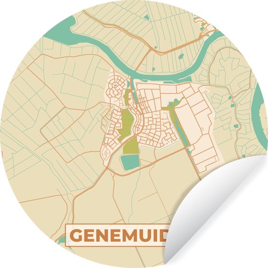 Behangcirkel - Plattegrond - Kaart - Stadskart - Genemuiden - ⌀ 120 cm ...
