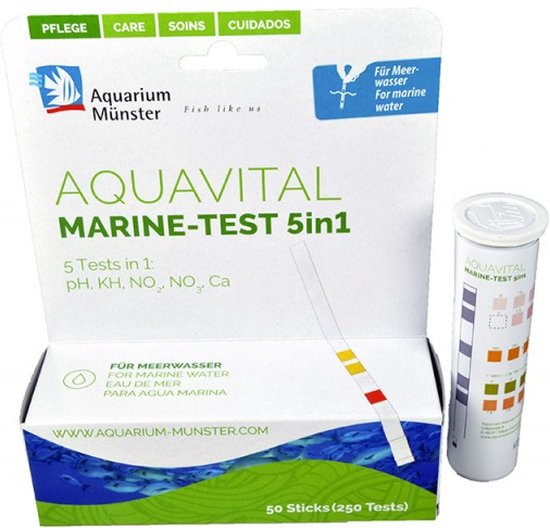 Aquarium munster aquavital multitest marine 5in1 50 teststrips zeewater ...