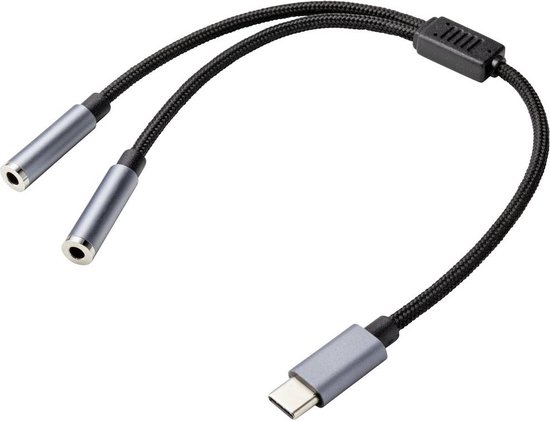 Renkforce Audio Adapterkabel [1x USB-C 2.0 stekker - 2x Vergulde 3,5mm ...