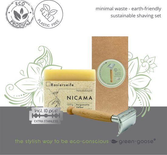 green-goose® Scheerpakket | Safety Razor Klassiek Scheermes Bamboe ...