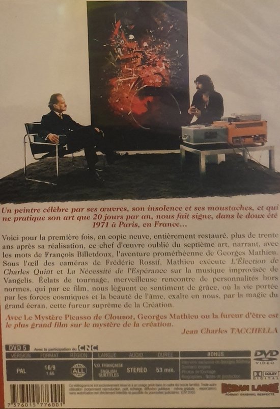 Georges Mathieu ou la fureur d'être (F) (Dvd), Varia | Dvd's | bol