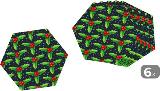 Onderzetters hexagon - Onderzetters voor glazen - Patronen - Maretak - Christmas -... | bol.com