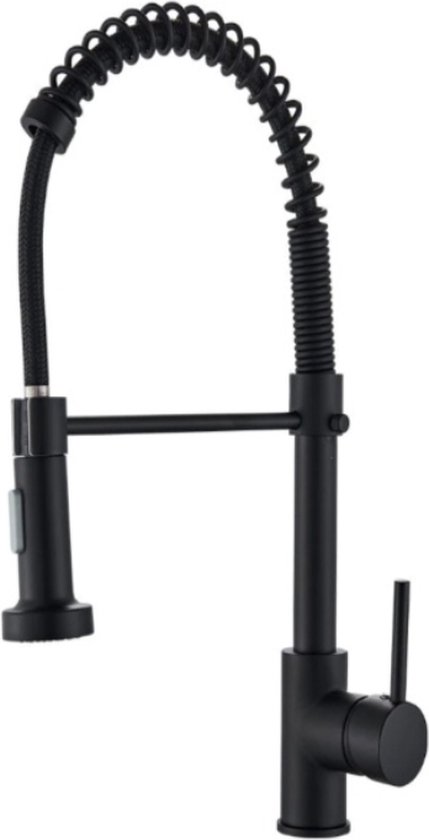 Zwarte keukenkraan met uittrekbare uitloop | Keukenkraan zwart uittrekbaar |... | bol