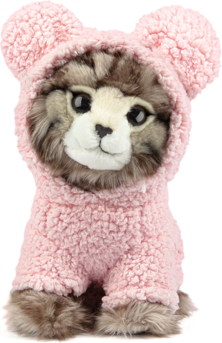 Studio Pets Knuffel - Britse langhaar kitten Paige 23cm met roze teddy ...
