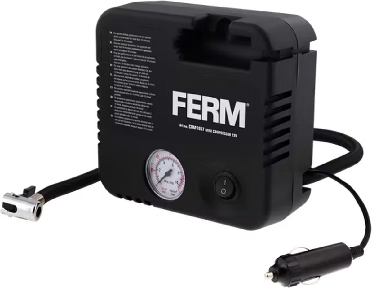 FERM - Mini compressor - 10 Bar - 12 Volt | bol