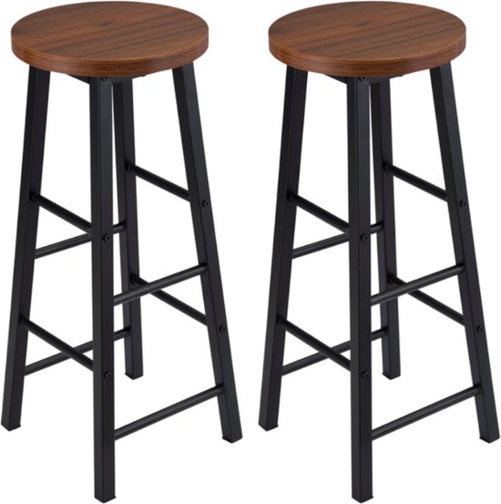 LOODS 21 Barkruk | Barkrukken | Set van Twee | Hout met zwart | bol.com
