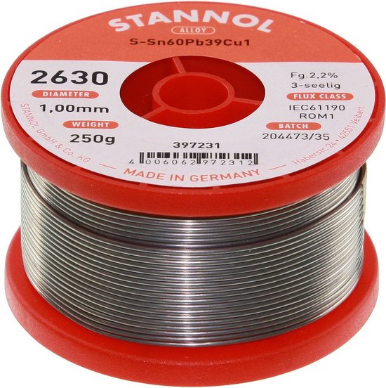stannol 850 10025 soldeertin hs10 60/40 1mm 250g | bol