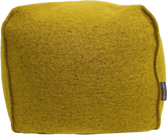 Poef Fluffy Cooked Wool Geel- 066 | bol