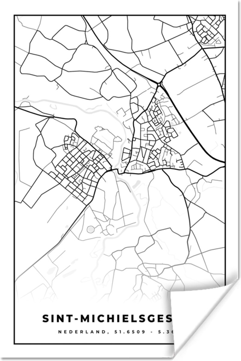 Poster Plattegrond - Sint-Michielsgestel - Kaart - Stadskaart - 40x60 ...
