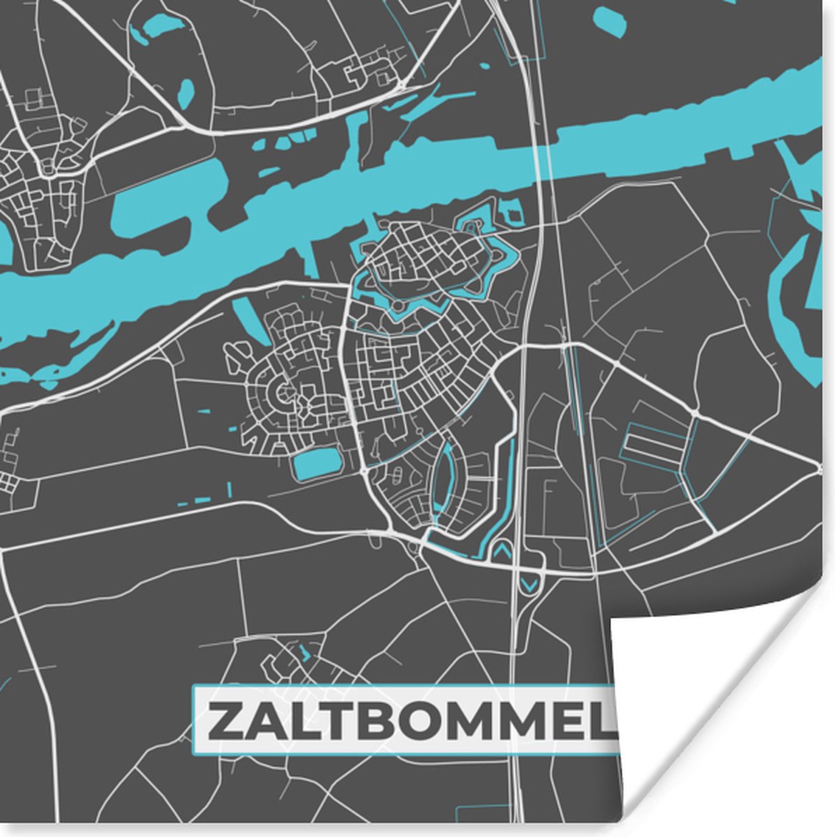 Poster Plattegrond - Zaltbommel - Kaart - Stadskaart - 50x50 cm | bol.com
