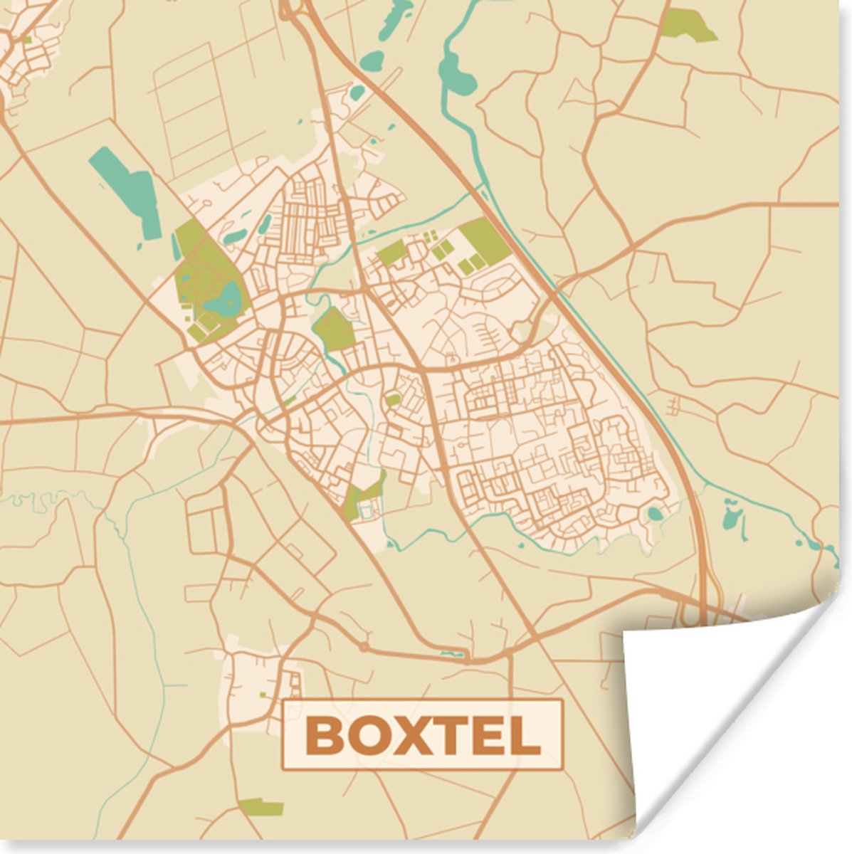 Poster Boxtel - Plattegrond - Kaart - Stadskaart - 50x50 cm | bol.com