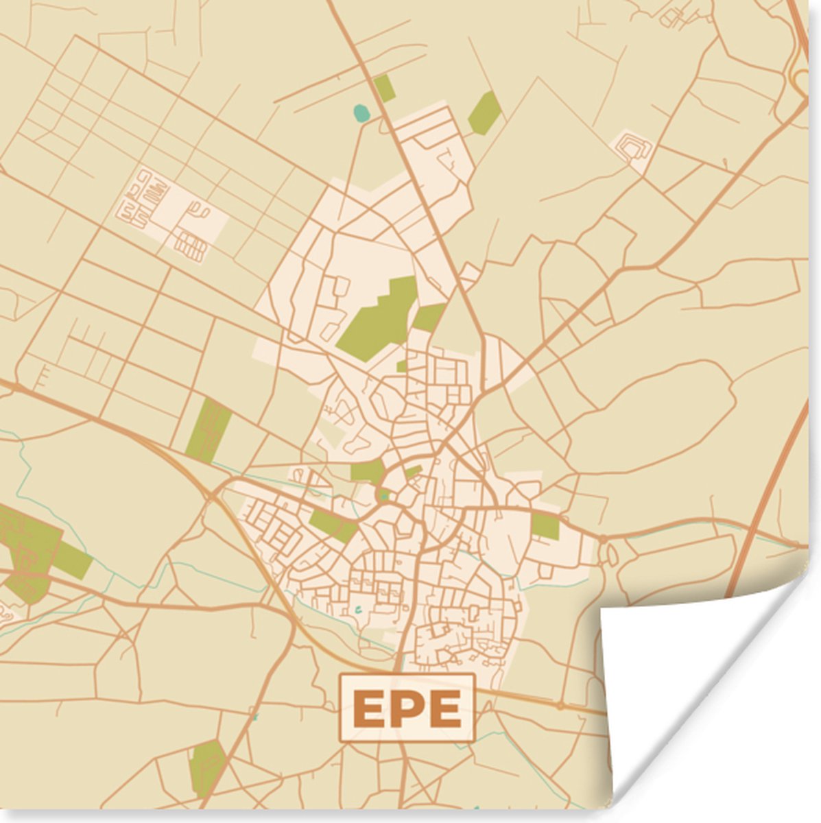 Affiche Carte - Plan de Ville - Epe - Carte - 50x50 cm | bol.com