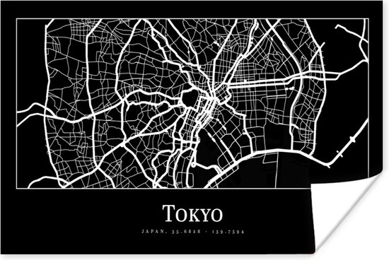 Poster Kaart - Tokio - Stadskaart - Plattegrond - Tokyo - 60x40 cm | bol