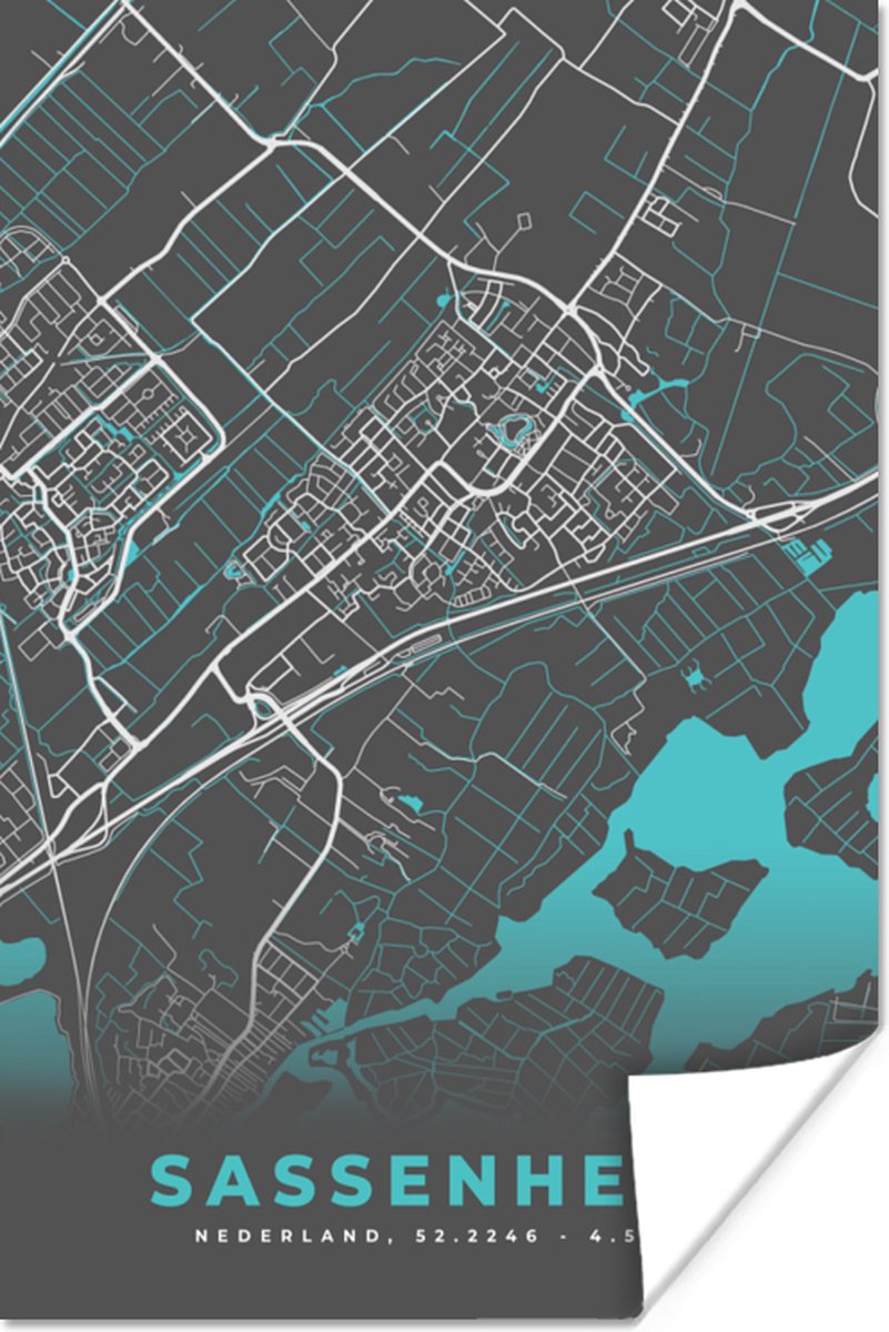 Poster Kaart - Plattegrond - Sassenheim - Stadskaart - 20x30 cm | bol.com