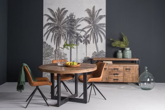 Robust - Table à manger - 140cm - bois de manguier naturel - acier ...
