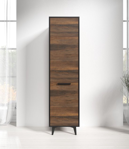 Meubella - Kast Frey - Donker eiken - Zwart - 47,5 cm | bol.com