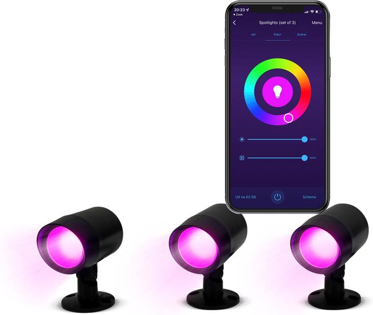 Led Spots Tuin - Zwart - WIT/RGB - Tuinspots - 3 Stuks - 360 Graden ...