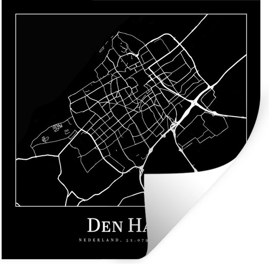 Muurstickers - Plattegrond - Den Haag - Kaart - Stadskaart - 50x50 cm ...