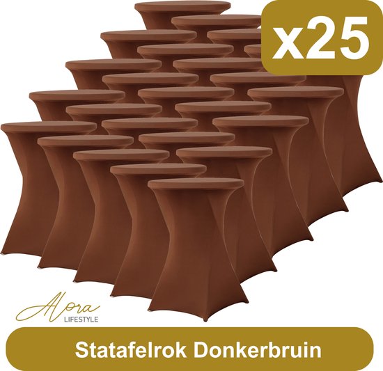 Statafelrok donkerbruin 80 cm - per 25 - partytafel - Alora tafelrok voor statafel -... | bol.com