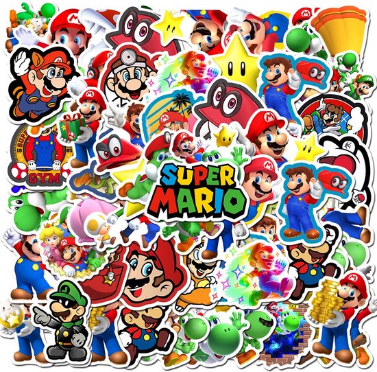 Super Mario Sticker set 50 stuks - Laptop Stickers - Kinder Stickers ...