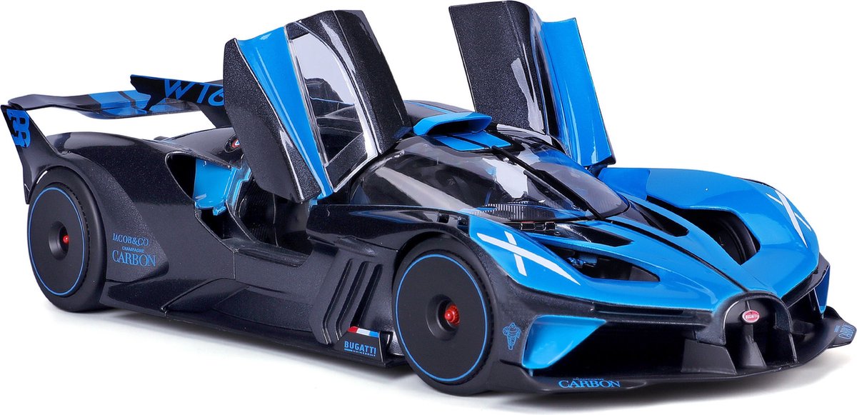 Bugatti Bolide Supercar (Blauw/Zwart) (30 cm) 1/18 Bburago {Modelauto ...