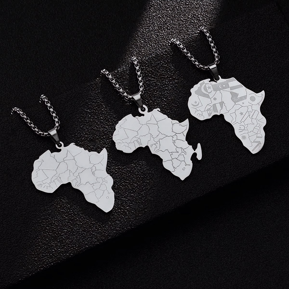 ICYBOY 18K Afrikaans Ketting met Afrika Map Pendant Verguld Zilver ...