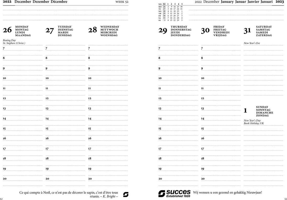Succes calendarium A5/Executive 7 Dagen 4-Talig 2023 | bol.com