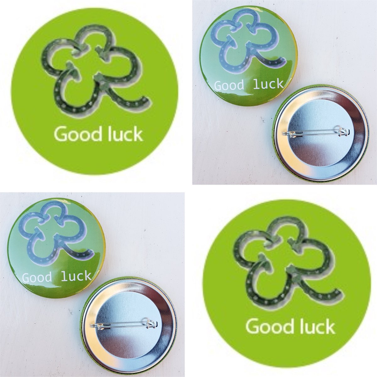 6 Buttons Good Luck Hoefijzer Klaver 4 - geluk - fortune - WK - button ...