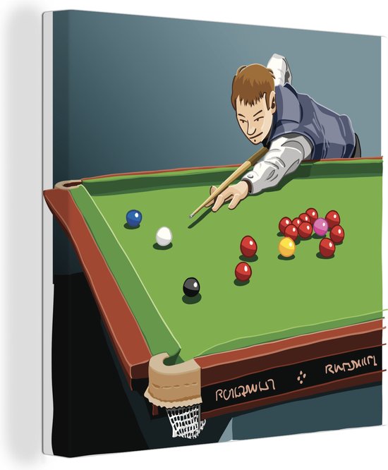 Canvas Schilderij Een tekening van een man die aan het poolen is ...