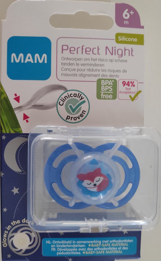 Mam Perfect Night Silicone Vos - Glow in the dark - 6+ | bol
