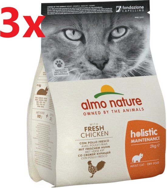 Almo Nature Holistic - Katten droogvoer - Kip & Rijst - 3x2kg | bol
