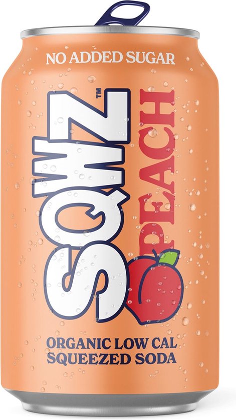 SQWZ frisdrank Peach BIO, blikje van 33 cl, pak van 12 stuks | bol.com