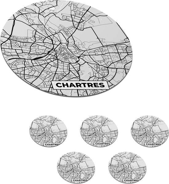 Onderzetters voor glazen - Rond - Chartres - Plattegrond - Frankrijk ...