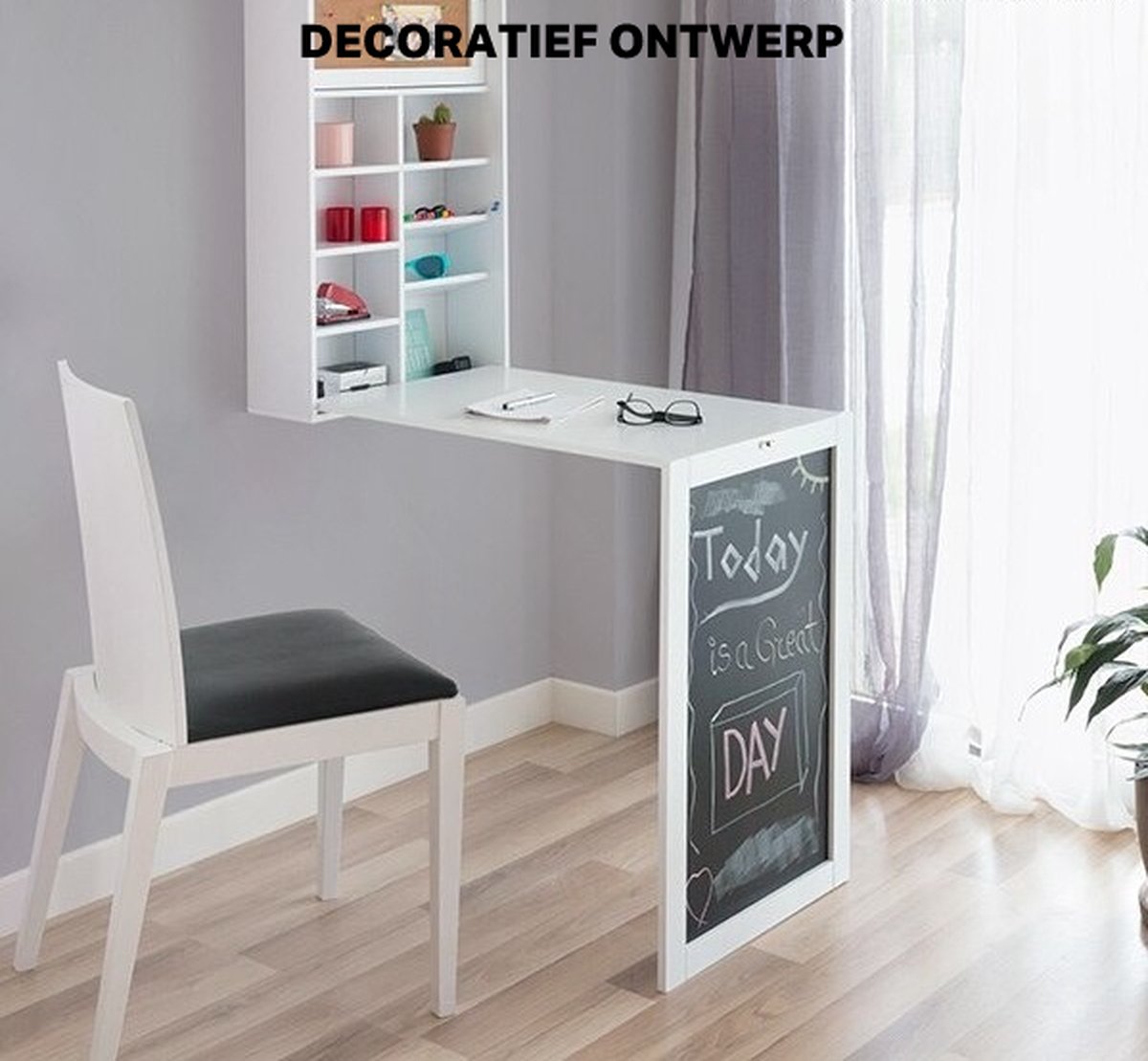 Innovagoods® Opvouwbare 3 in 1 Muur Bureau - Kast/Krijtbord Opvouwbare ...