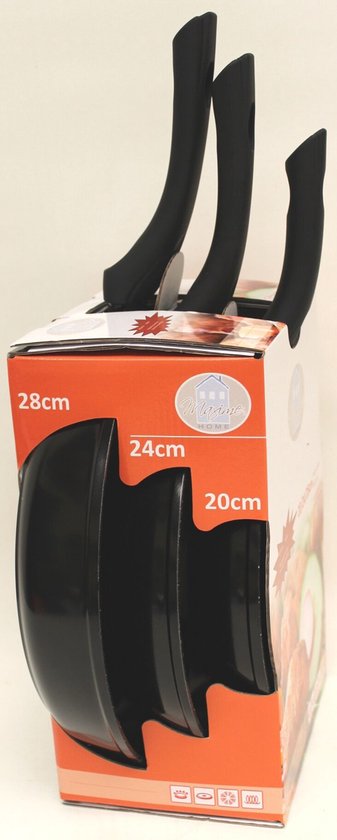 Maxime Home GFGSET3 Set Braadpannen Keramisch Marmer 20/24/28 cm | bol