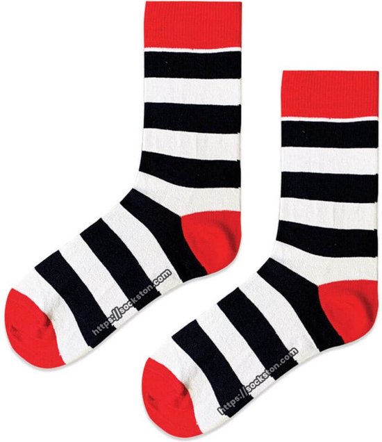 Sockston Socks - 2 paren - Horizontal Lines Socks - Red White Black ...