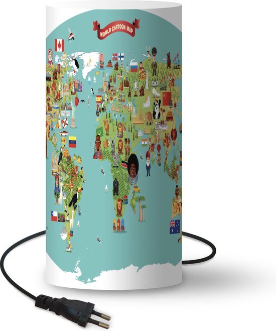 Lamp Cartoon map Wereld - cartoonillustratie van kaart van wereld met ...