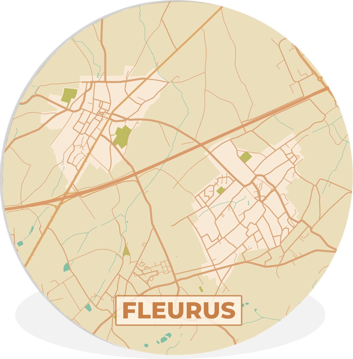 Wall Circle - Wall Circle Indoor - Fleurus - Vintage - City Map - Floor Plan - Map - ⌀... | bol.com