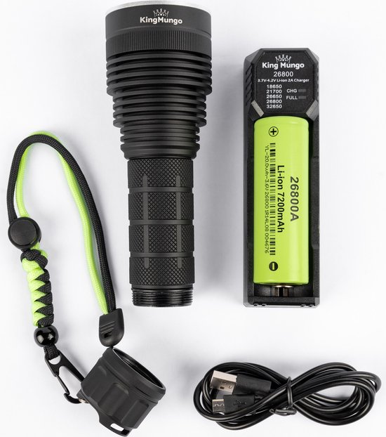 Zaklamp LED Oplaadbaar USB 7200 mAh met oplader - 2000 Lumen - King Mungo KM-R63 | bol.com