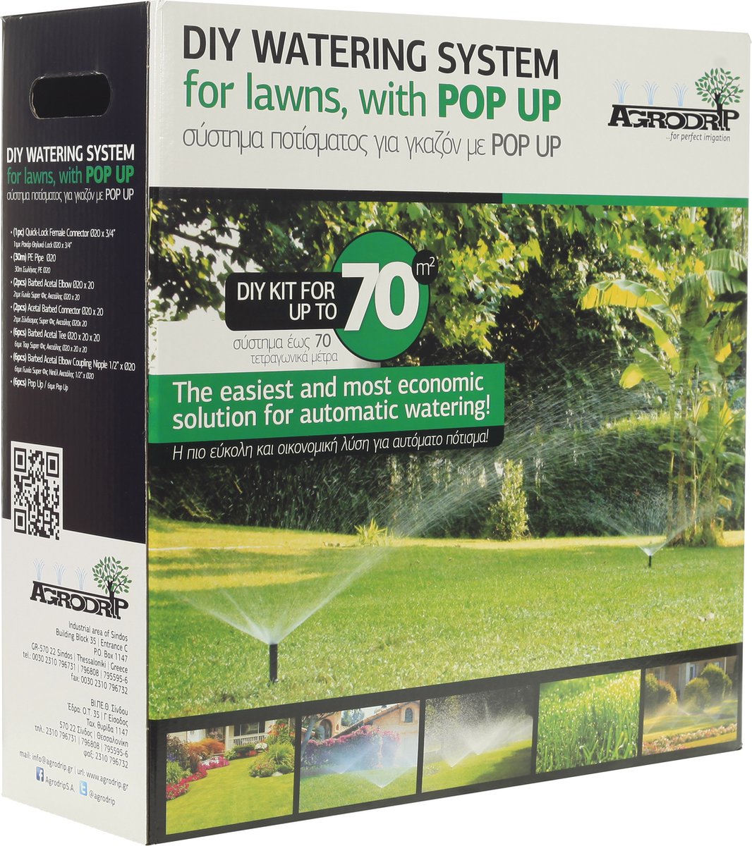 Agrodrip - Beregenings set voor gazon tuin - pop-up sproeiers tot 70m2 ...