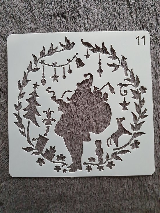 Kerstman in krans, kerst, sjabloon, stencil, kaarten maken ...